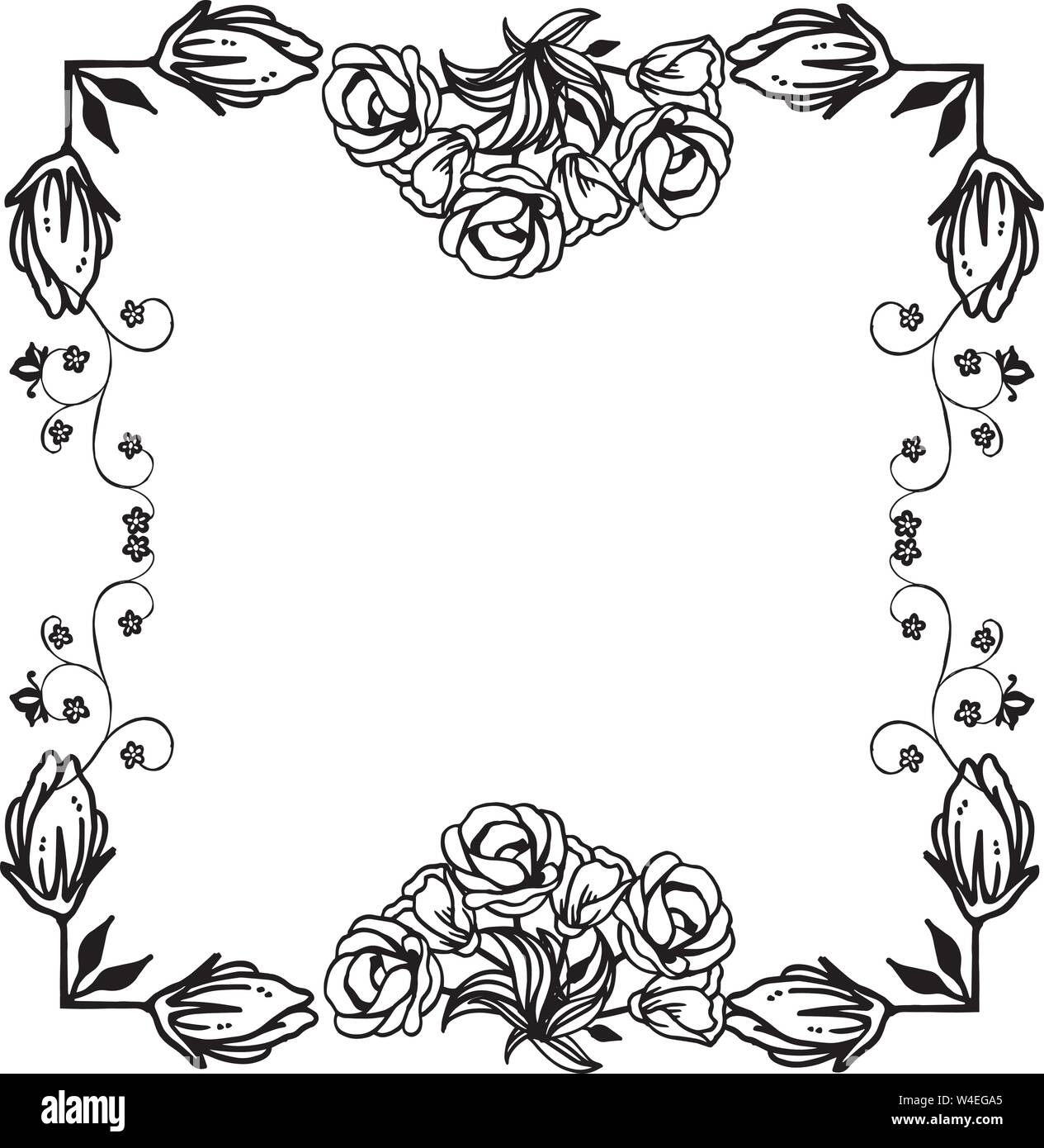 Poster design for cute rose flower frame, space for your text. Vector ...