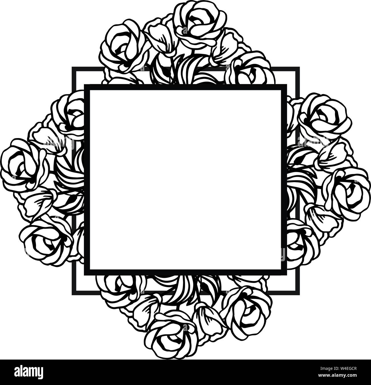 Template element for art of rose floral frame. Vector illustration ...