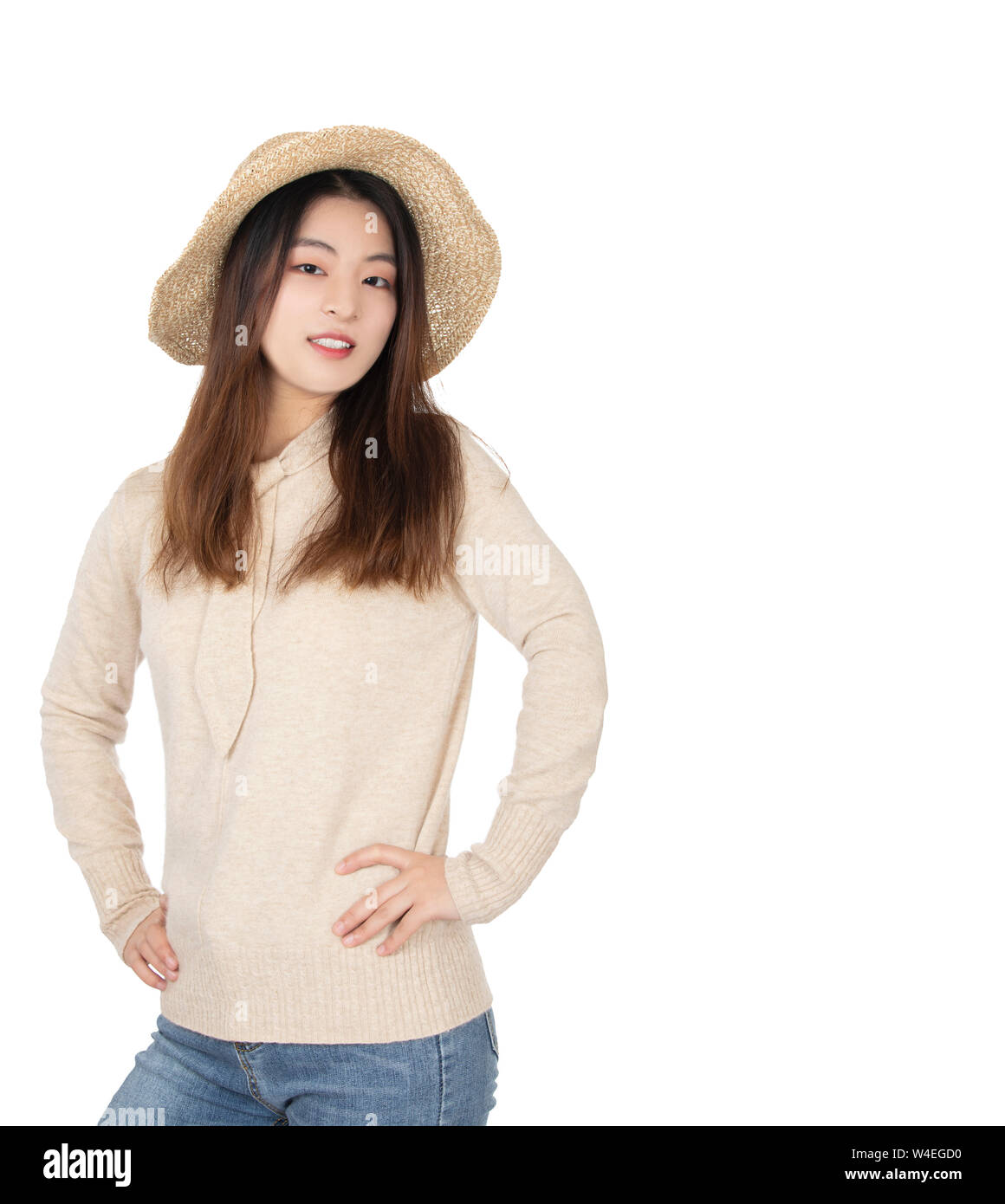 Beautiful Chinese American woman dressed in casual clothing isolated on ...