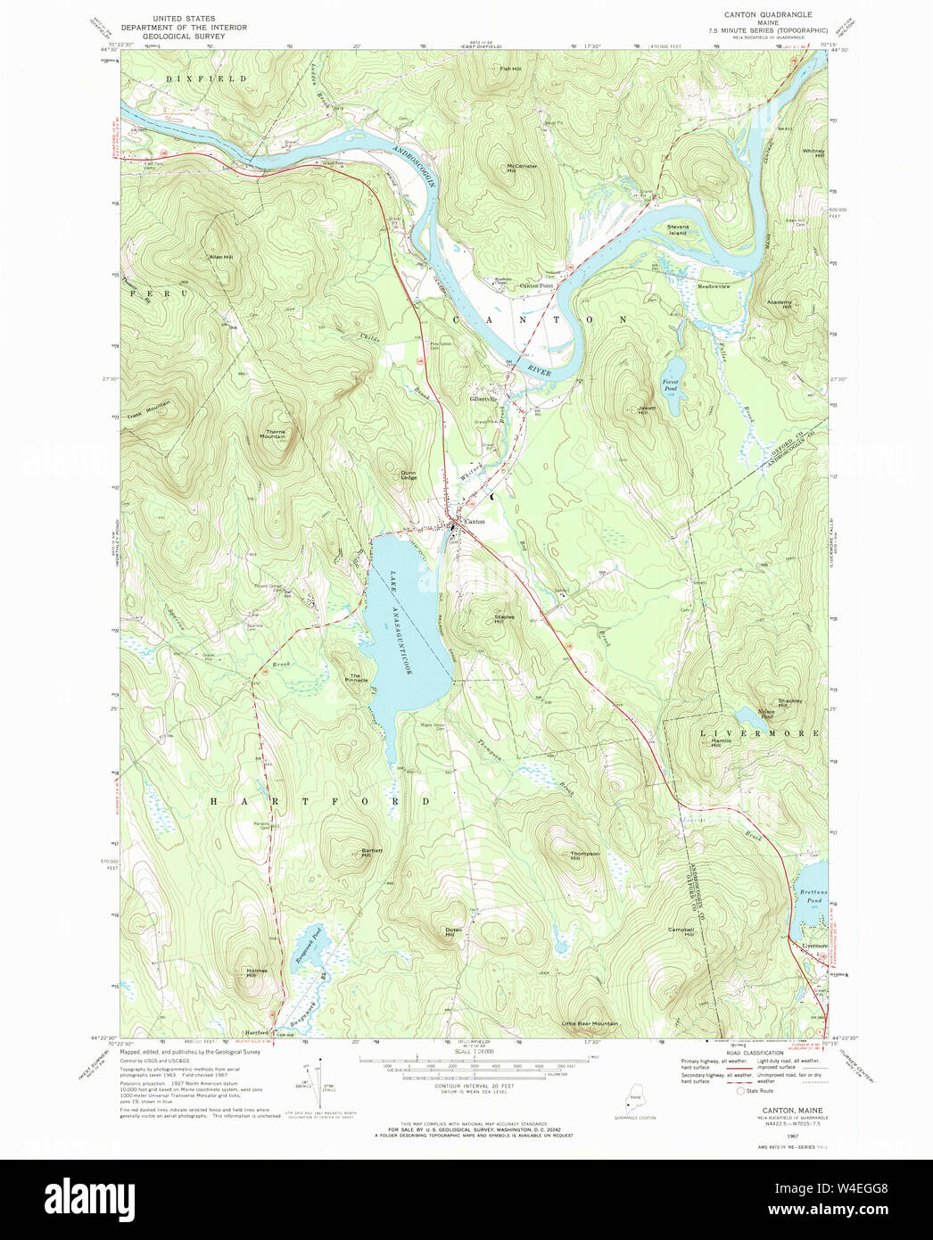 Maine USGS Historical Map Canton 104995 1967 24000 Restoration Stock ...