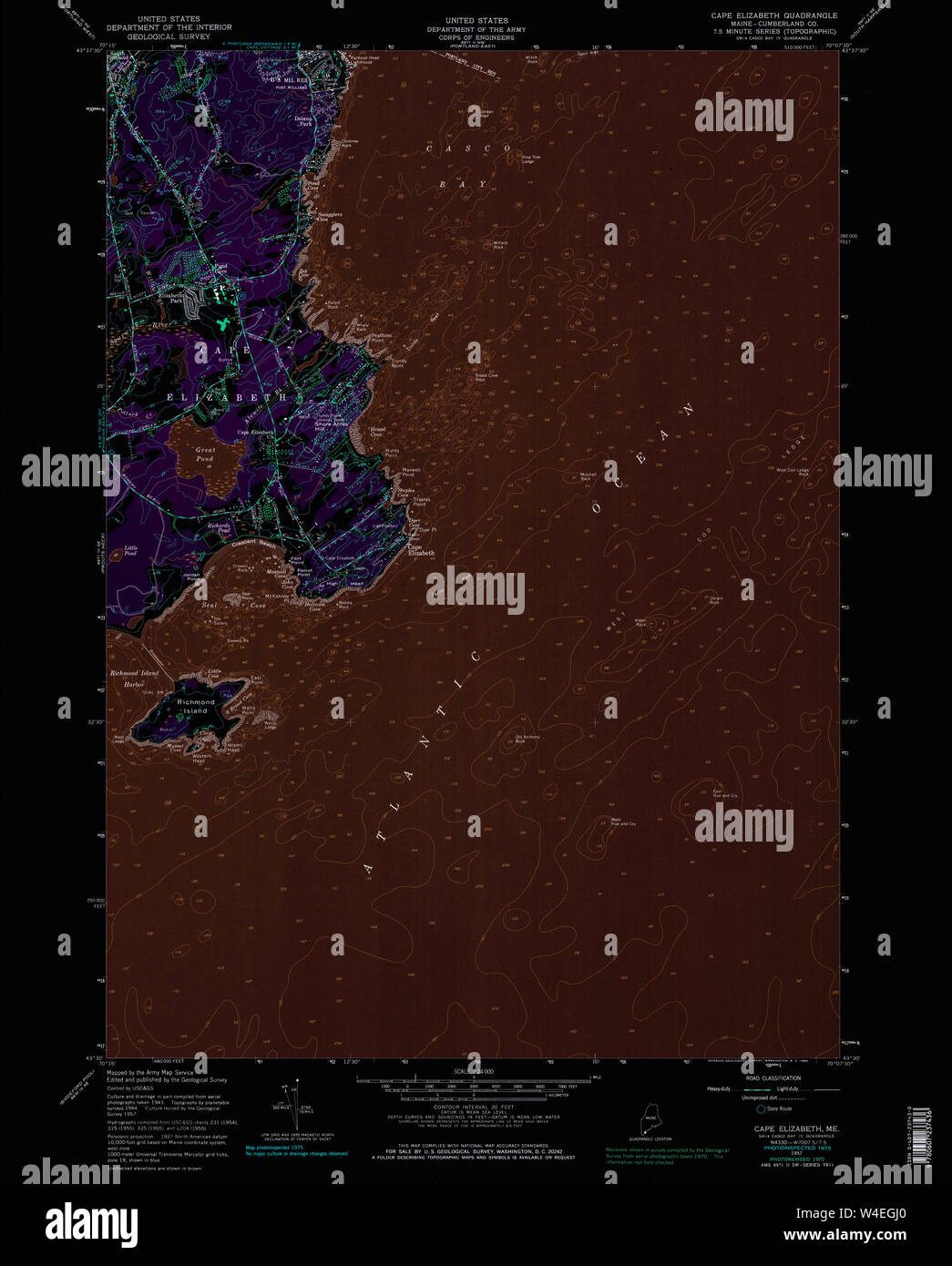 Maine USGS Historical Map Cape Elizabeth 104996 1957 24000 Inversion ...