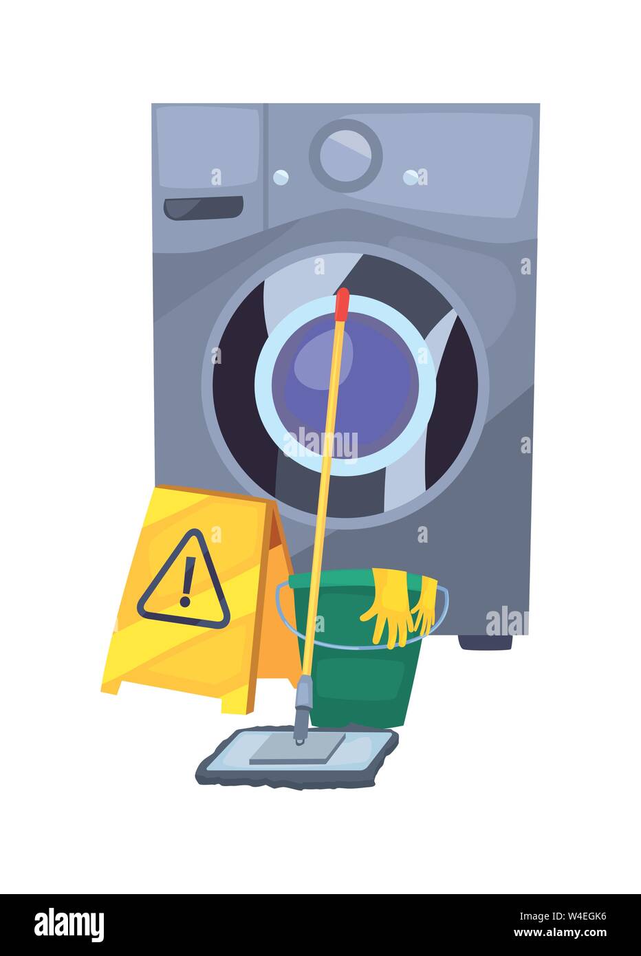 washing machine laundry bucket mop warning sign cleaning products ...