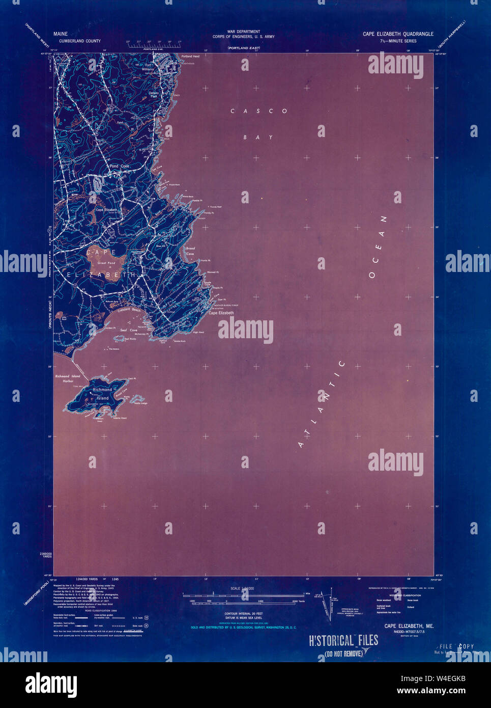 Maine USGS Historical Map Cape Elizabeth 806587 1944 24000 Inversion ...