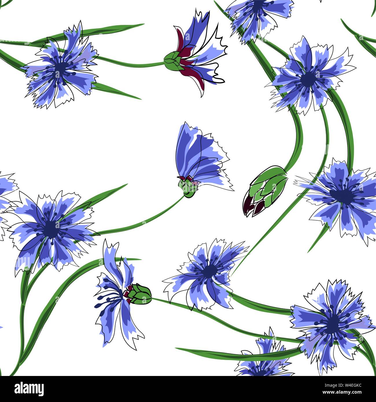 Floral seamless pattern of cornflowers Stock Vector Image & Art - Alamy