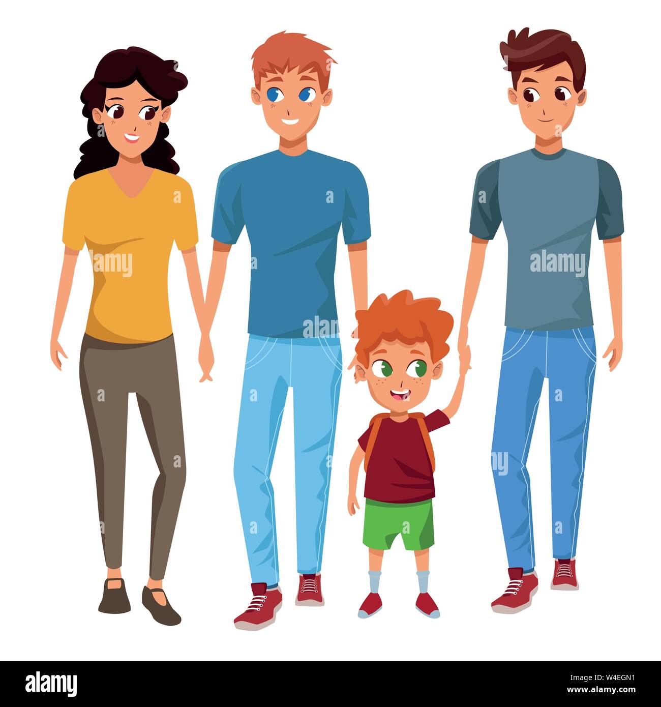 Family young parents with children cartoon Stock Vector Image & Art - Alamy