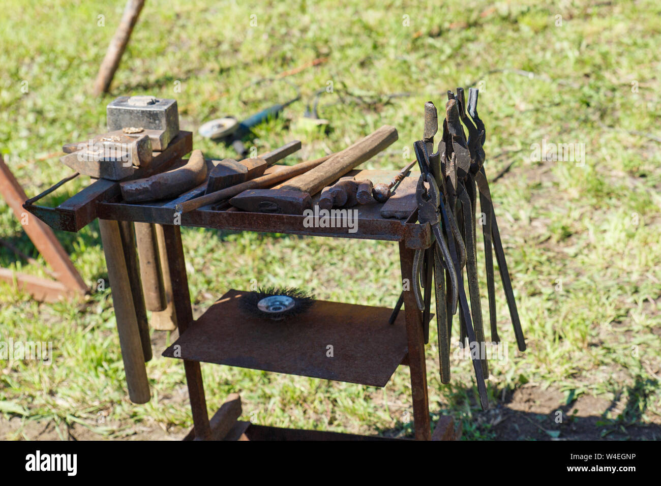 Forge. Blacksmith's tool. Hand-made antique tool for blacksmithing ...