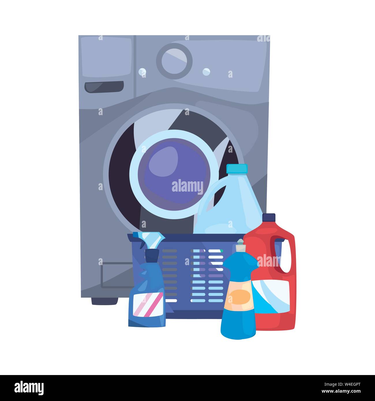 washing machine basket spray detergent laundry cleaning products vector ...