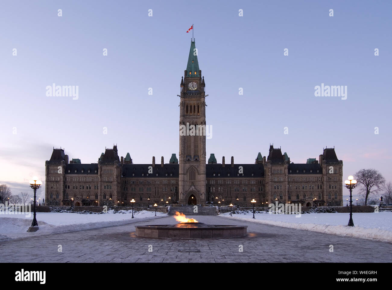Canadian Parliament Peace Tower during Winter Season Stock Photo - Alamy