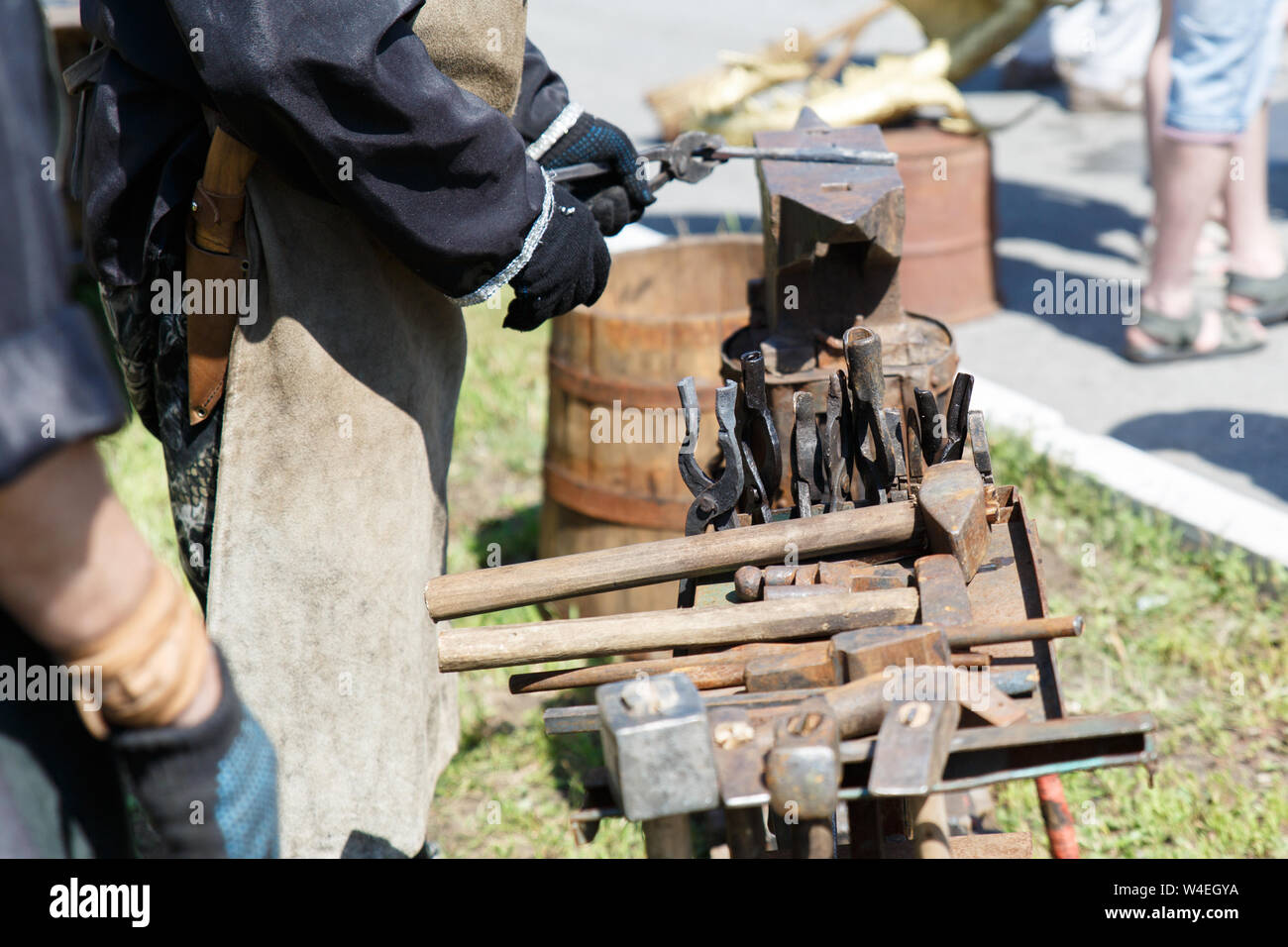 Forge. Blacksmith's tool. Hand-made antique tool for blacksmithing ...