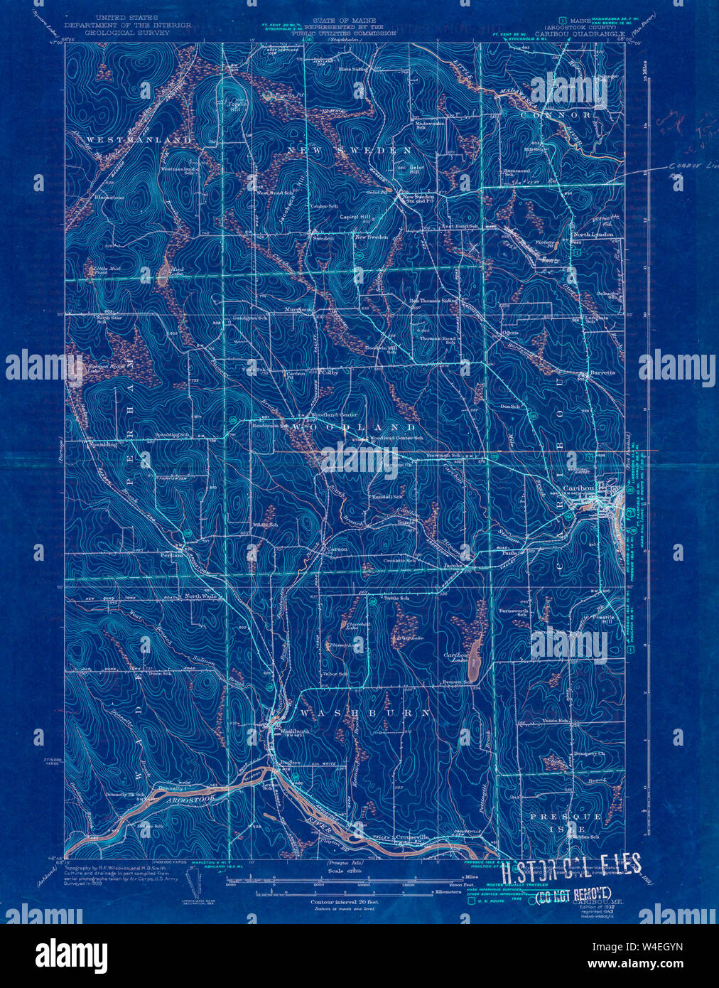 Maine USGS Historical Map Caribou 807428 1932 62500 Inversion ...