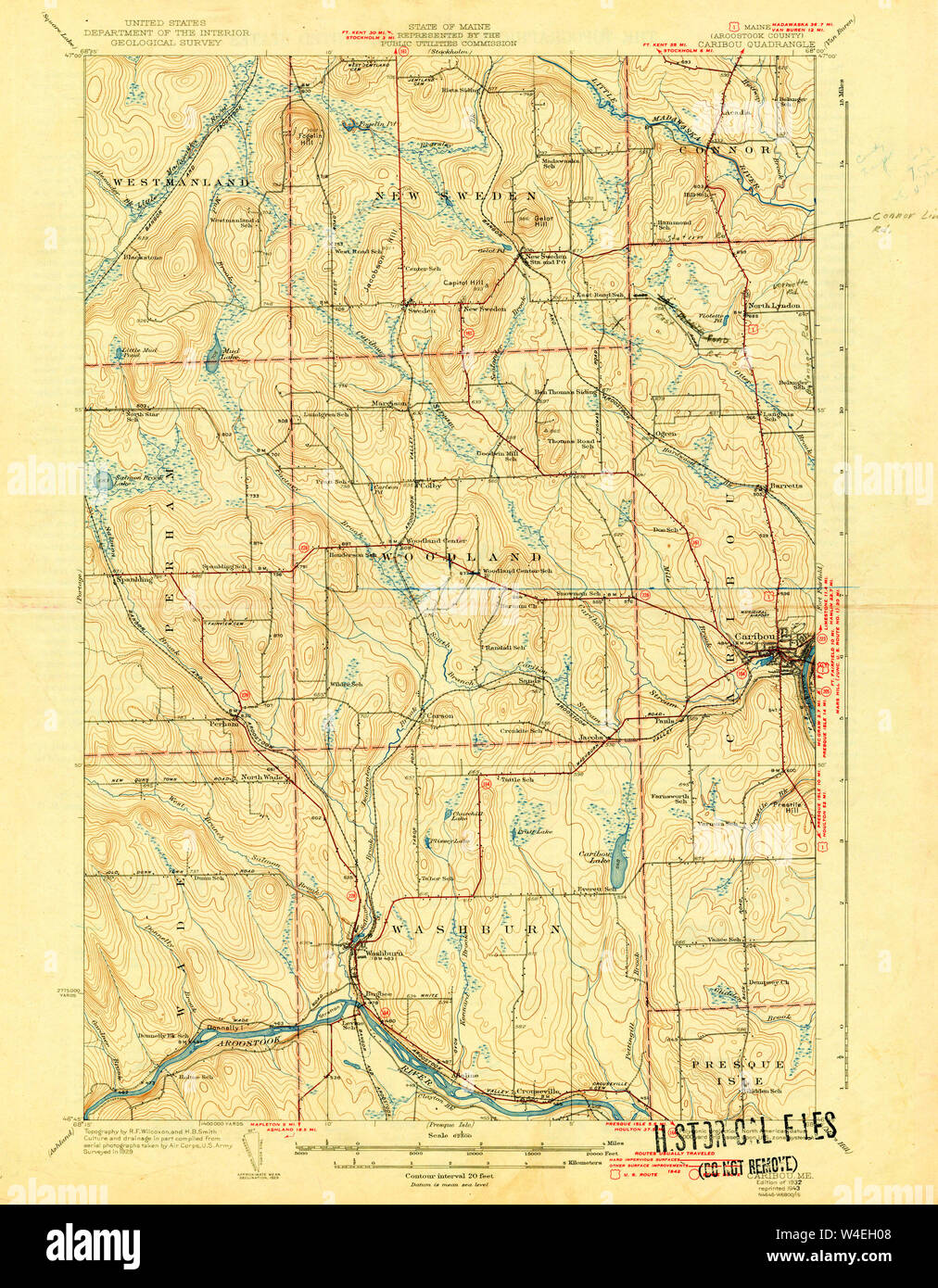 Maine USGS Historical Map Caribou 807428 1932 62500 Restoration Stock ...