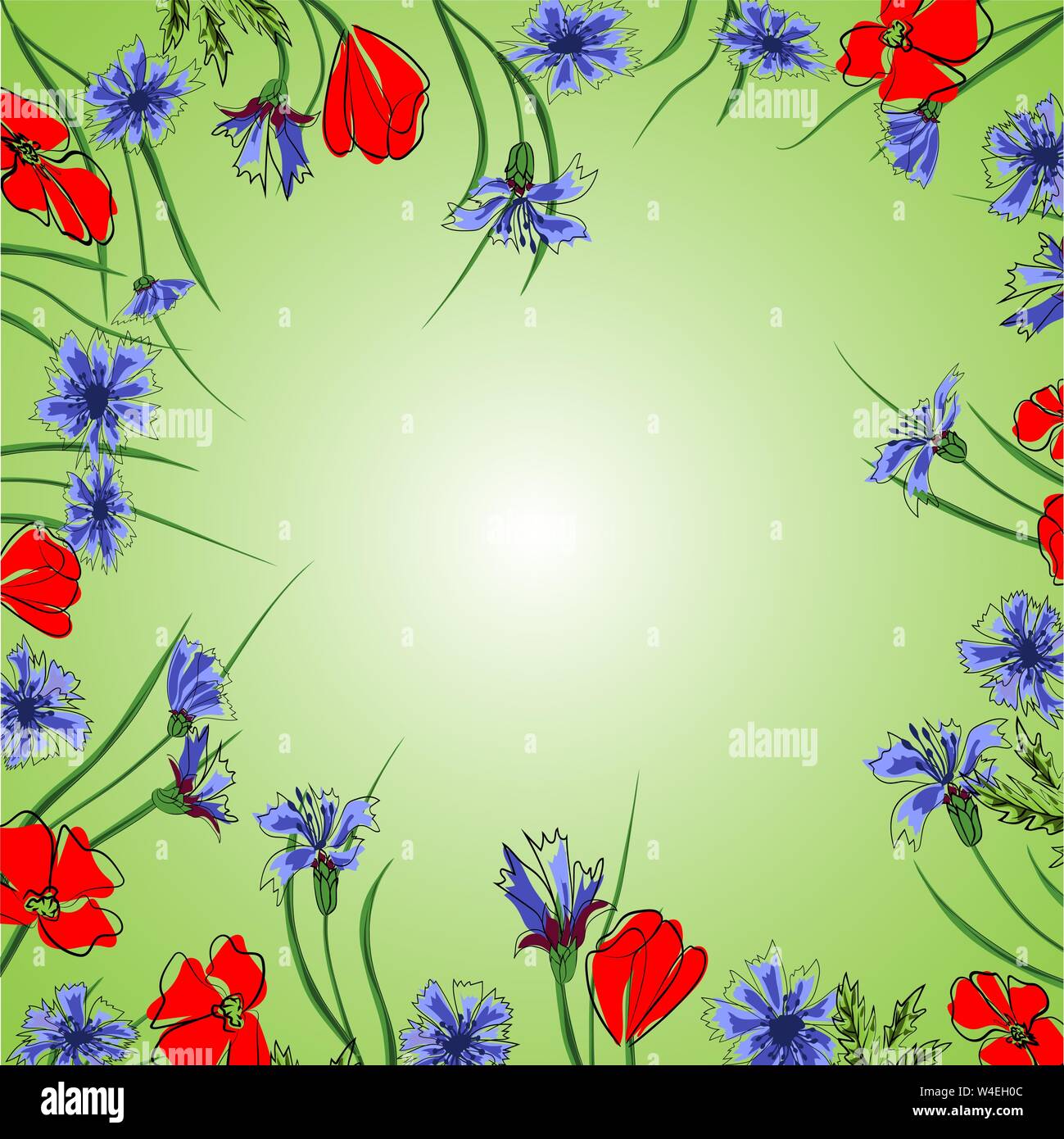 Bouquet of poppies and cornflowers vector illustration eps 10 Stock ...