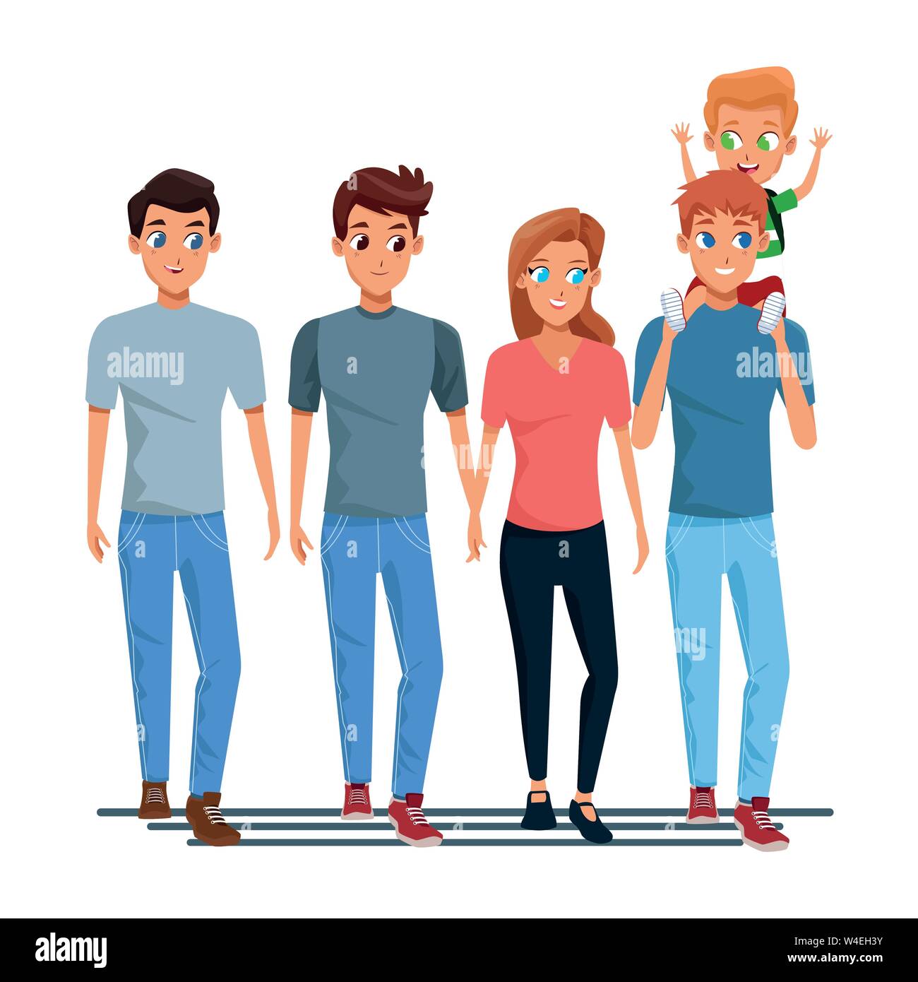 Family young parents with children cartoon Stock Vector Image & Art - Alamy