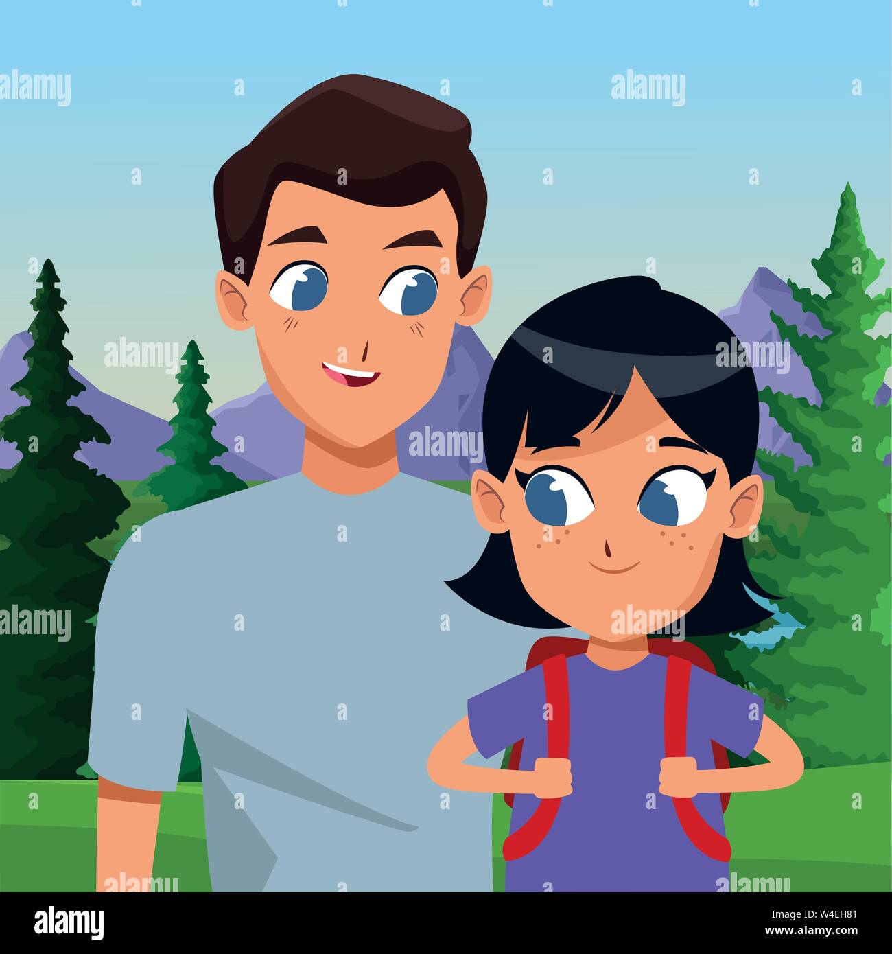 Family single parent with children cartoon Stock Vector Image & Art - Alamy