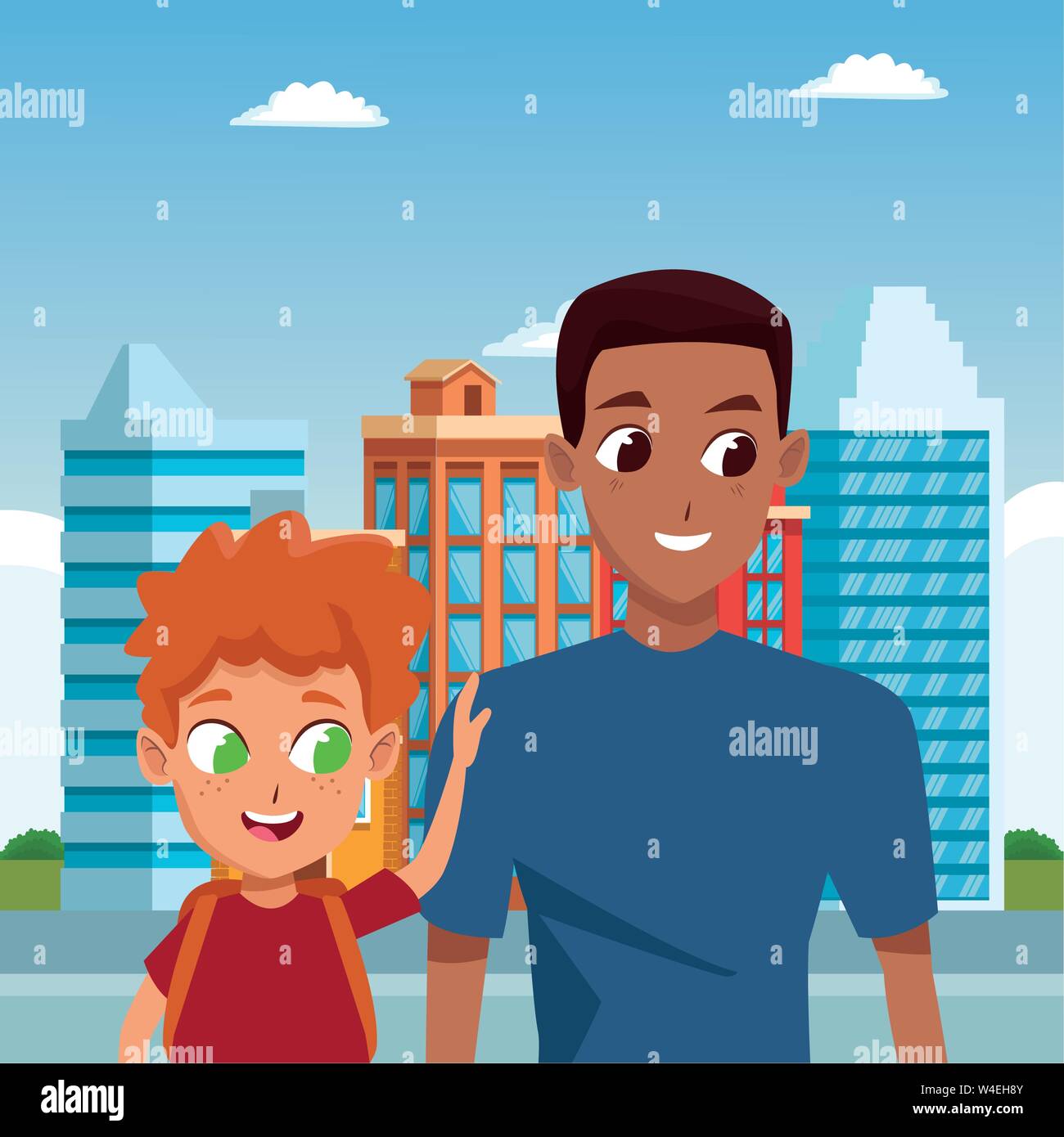 Family single father with children Stock Vector Image & Art - Alamy