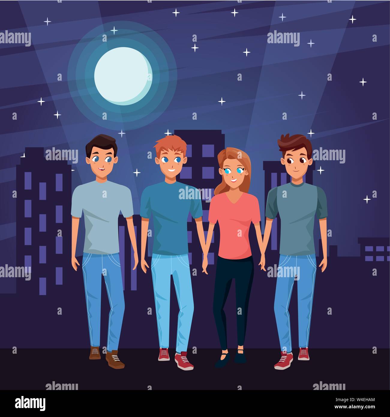 Young friends smiling with casual clothes cartoons Stock Vector Image ...