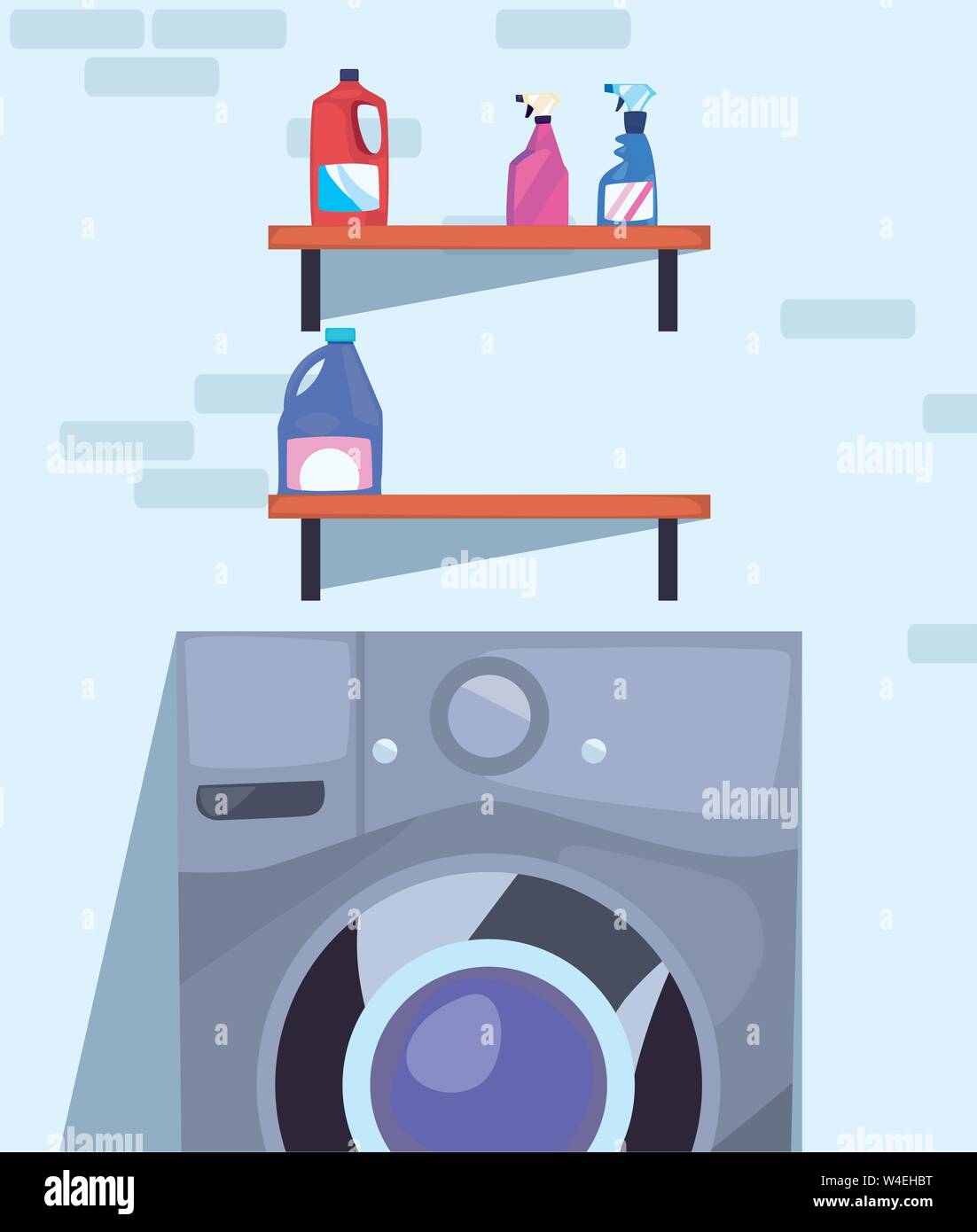 washing machine laundry bottles cleaning products vector illustration ...