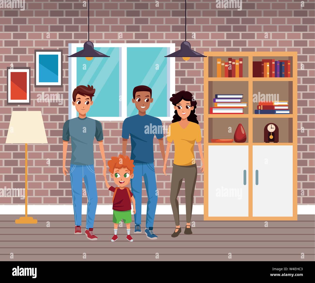 Family young parents with children cartoon Stock Vector Image & Art - Alamy