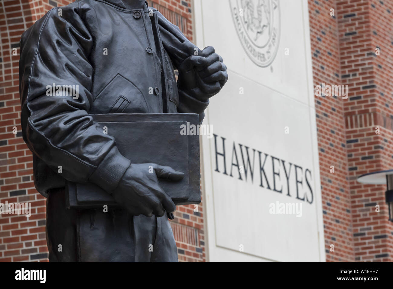 Iowa City, Iowa, USA. 21st July, 2019. Statue of Nile Clarke Kinnick Jr ...