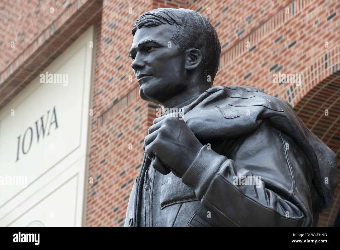 Iowa City, Iowa, USA. 21st July, 2019. Statue of Nile Clarke Kinnick Jr ...