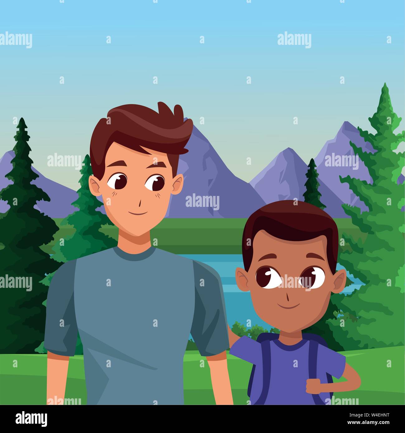 Family single parent with children cartoon Stock Vector Image & Art - Alamy