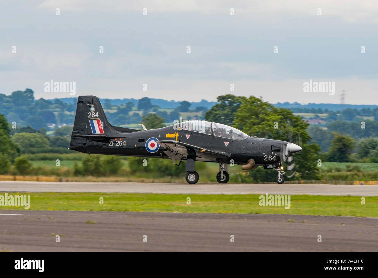 The RAF Shorts Tucano T1 trainer about to commence it's take off run ...