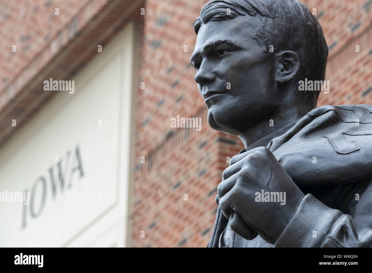 Iowa City, Iowa, USA. 21st July, 2019. Statue of Nile Clarke Kinnick Jr ...