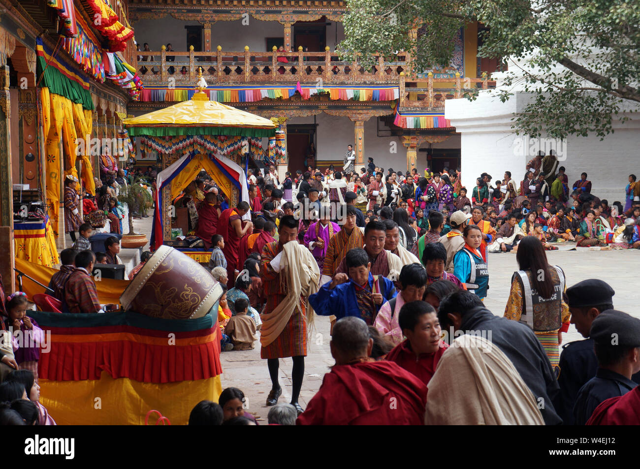 Crowd gathered to see the Tshechu Festival in Punakha Dzong, Punakha ...