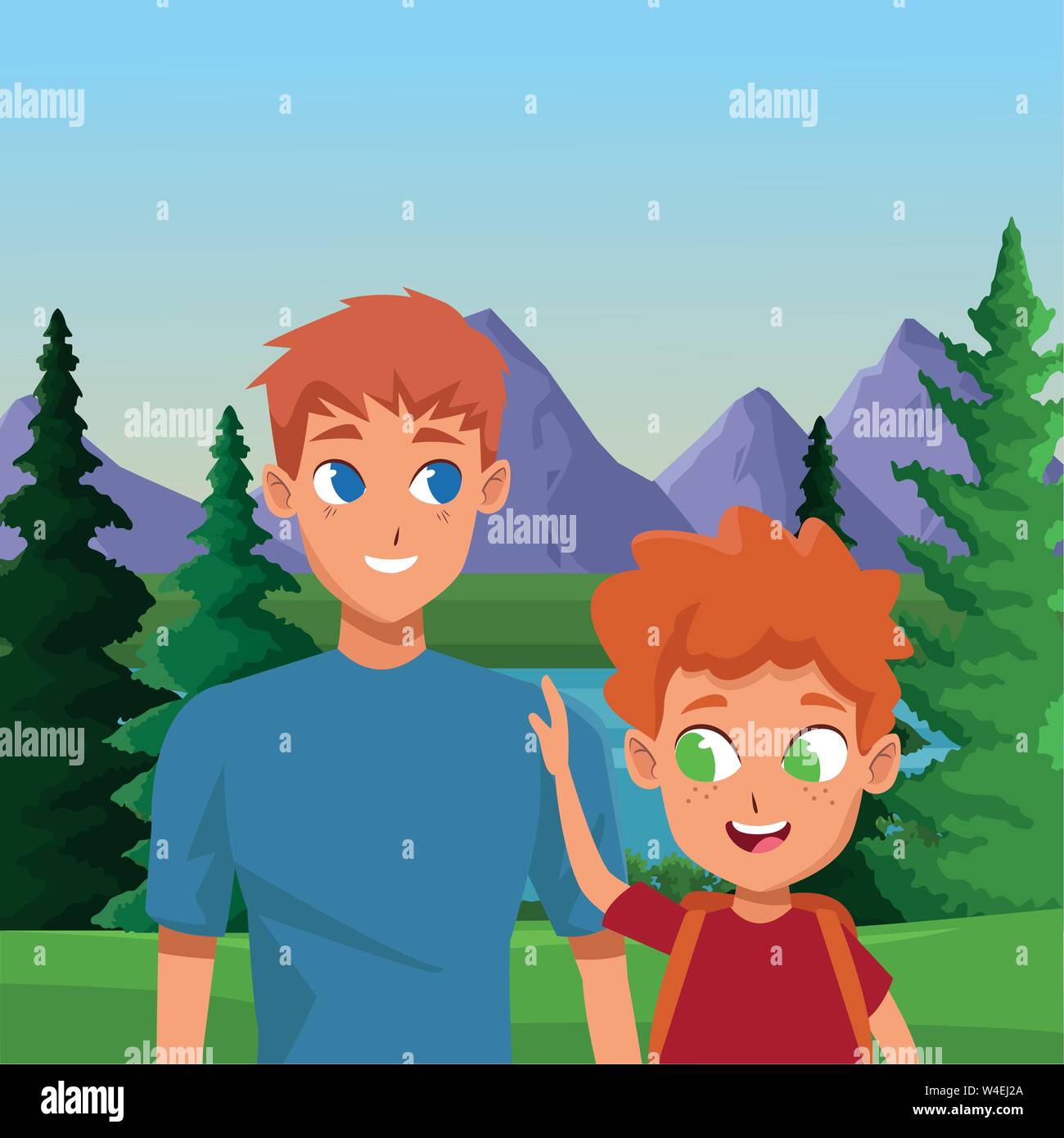 Family single parent with children cartoon Stock Vector Image & Art - Alamy