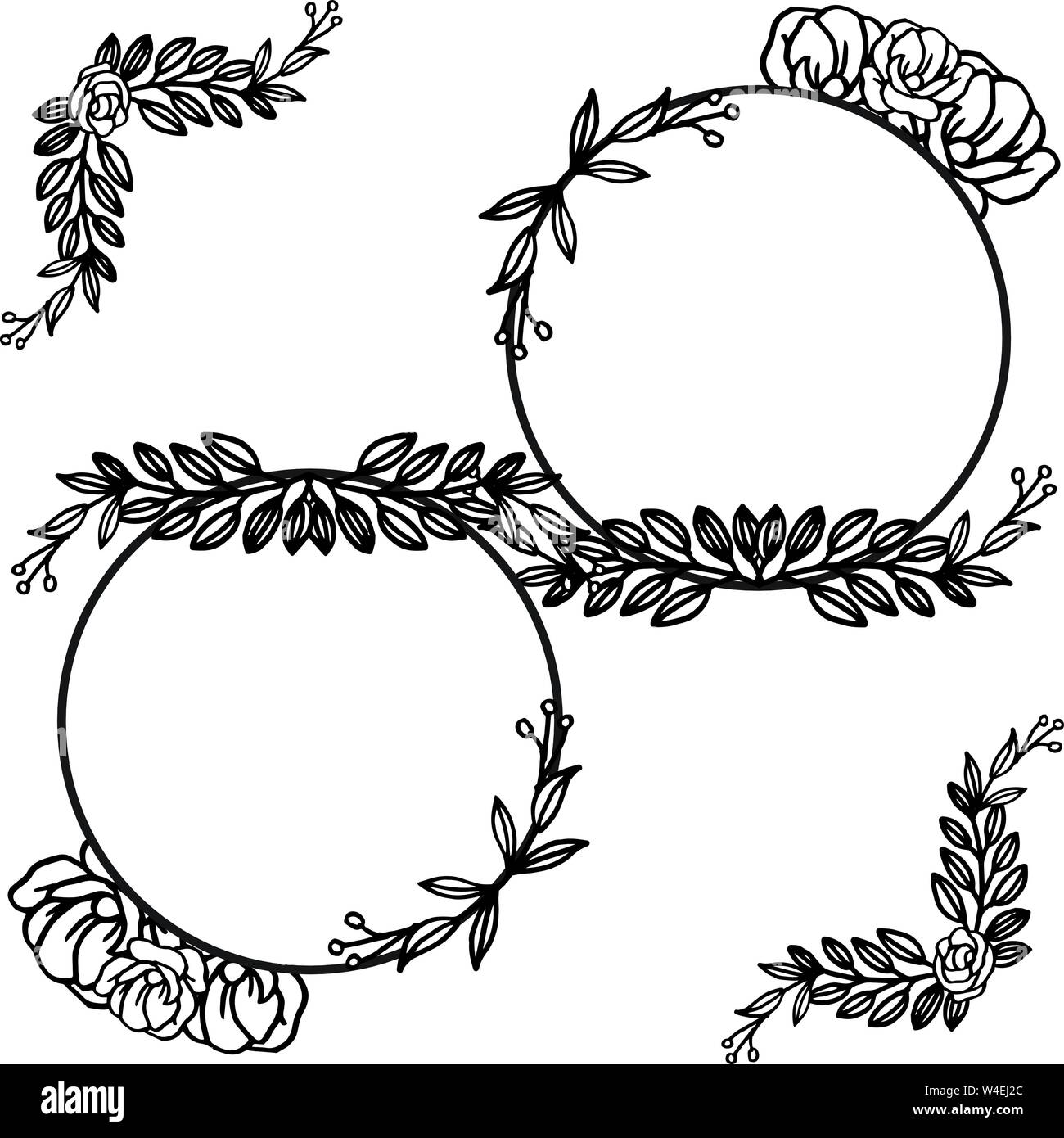 Design template for rose wreath frame natural style. Vector ...