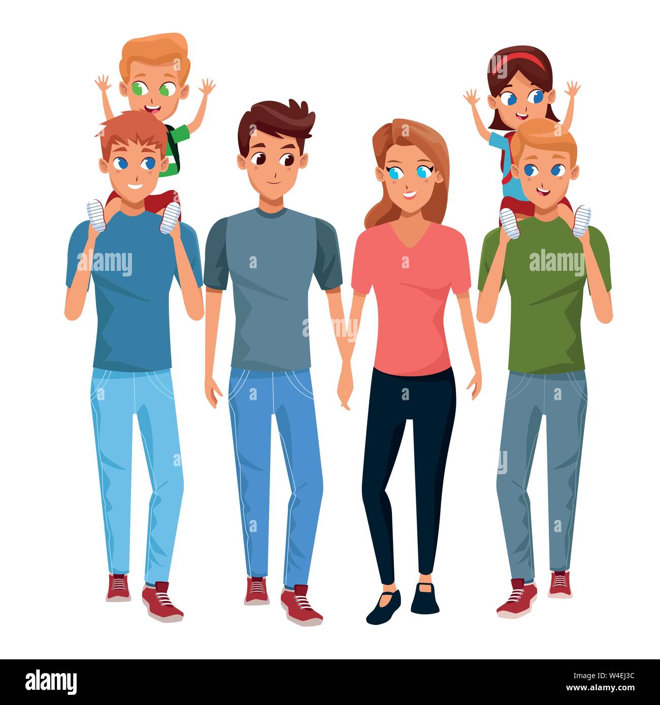 Family young parents with children cartoon Stock Vector Image & Art - Alamy