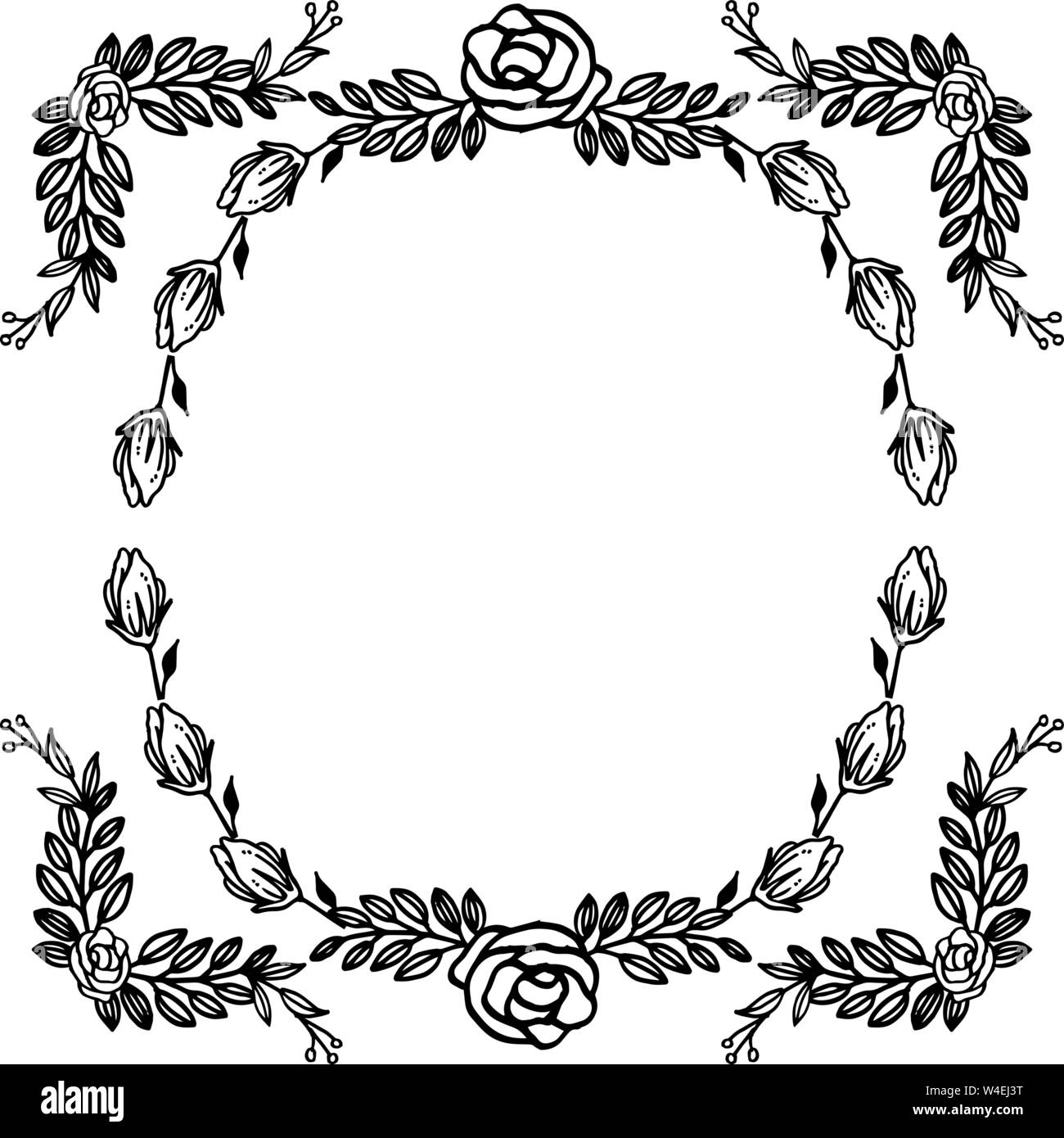 Design template for rose wreath frame natural style. Vector ...