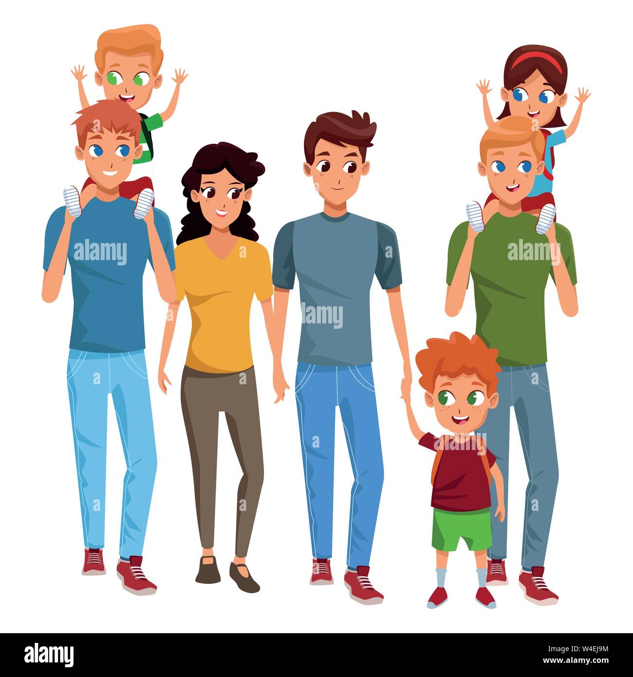 Family young parents with children cartoon Stock Vector Image & Art - Alamy