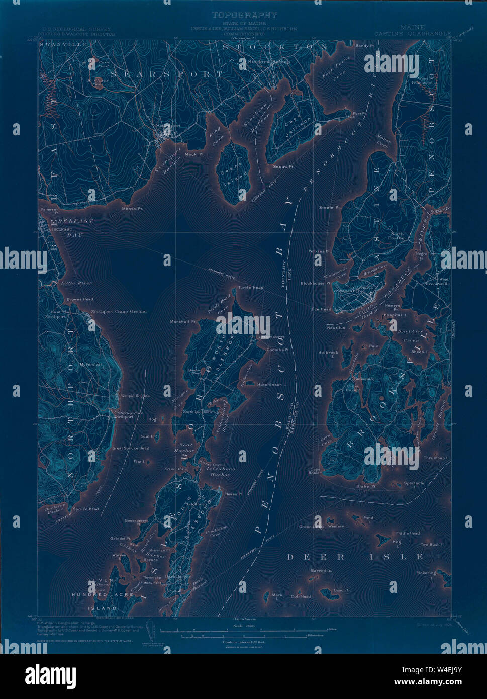Maine USGS Historical Map Castine 306514 1904 62500 Inversion ...
