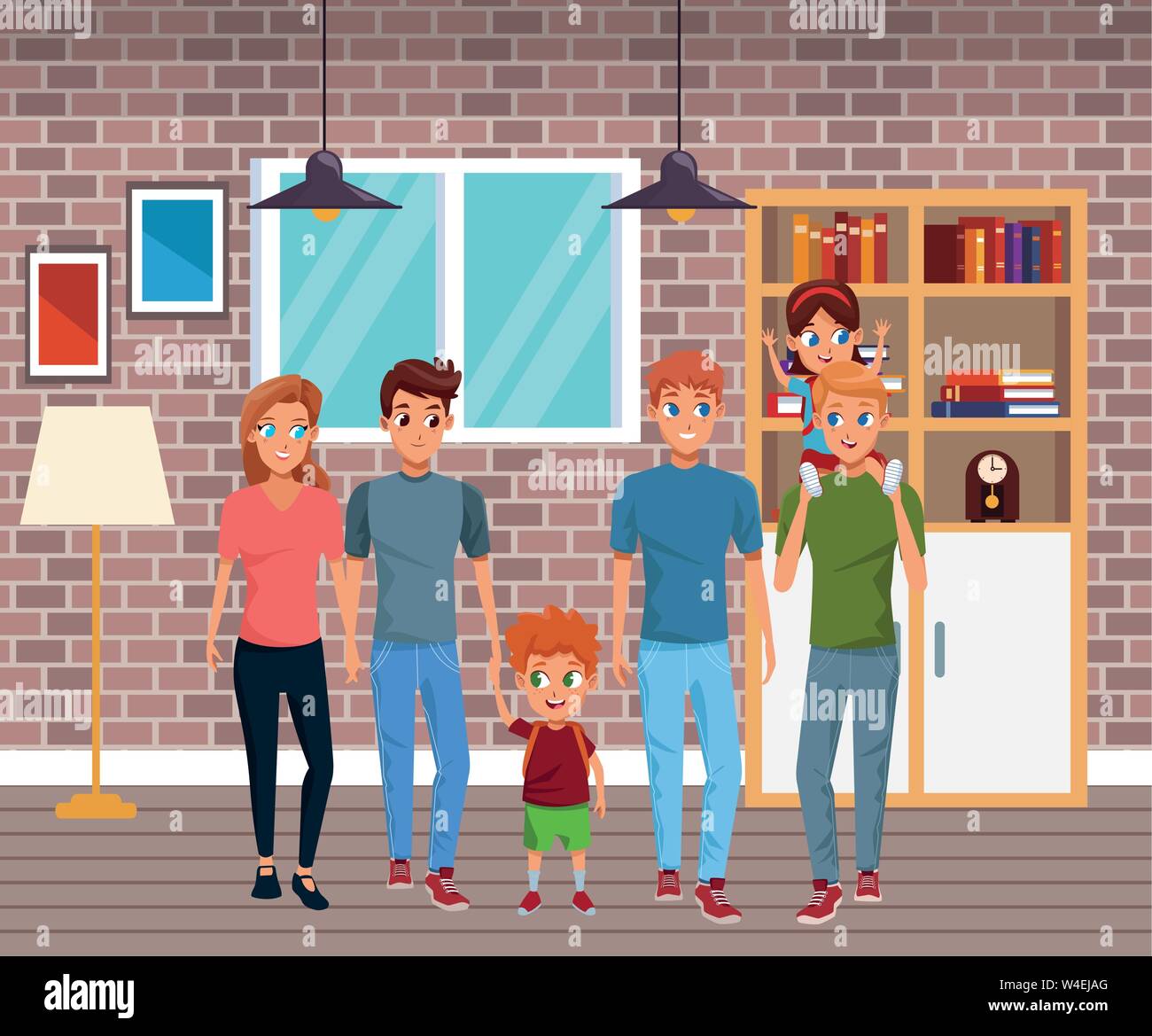 Family young parents with children cartoon Stock Vector Image & Art - Alamy