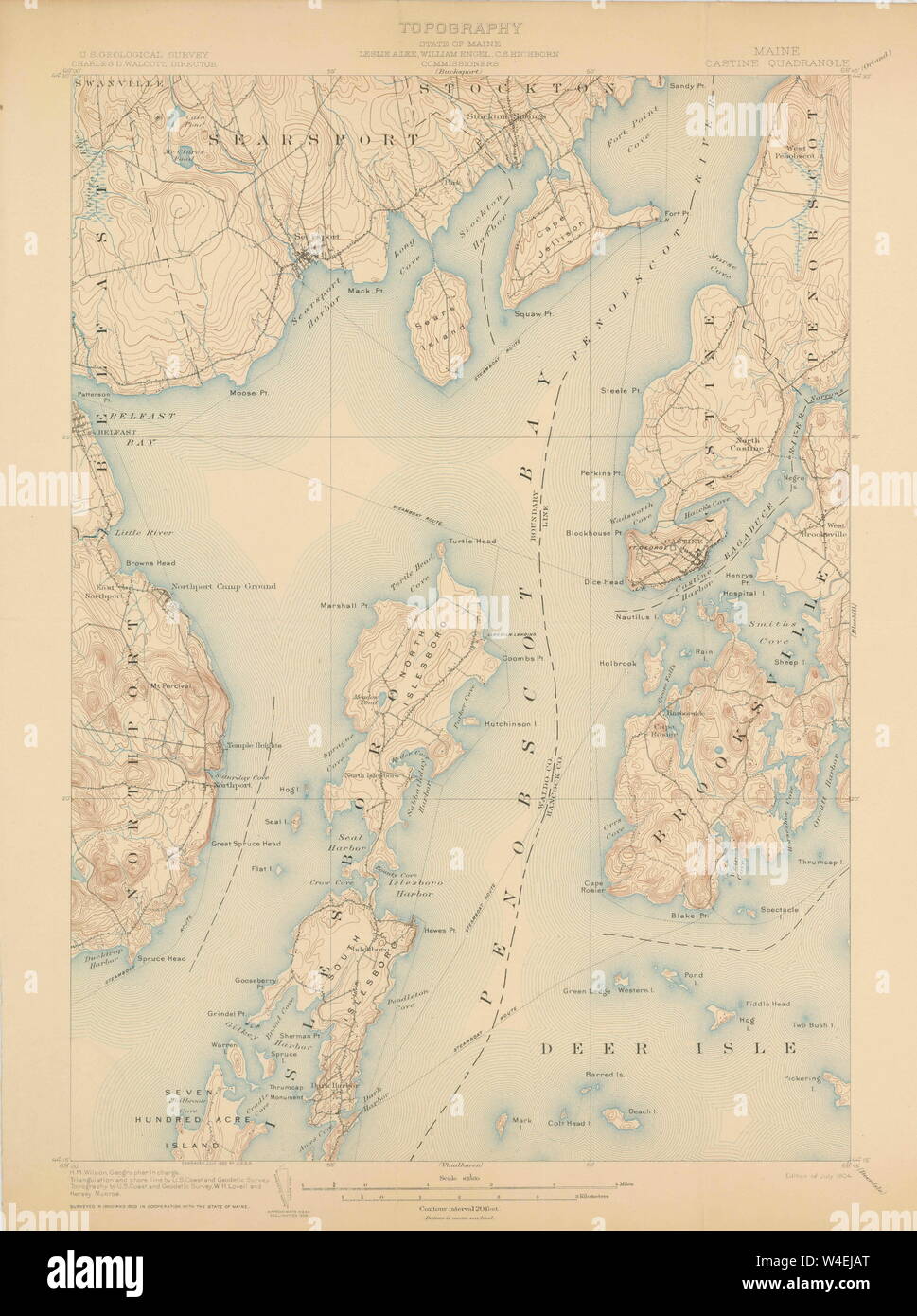 Maine USGS Historical Map Castine 306514 1904 62500 Restoration Stock ...