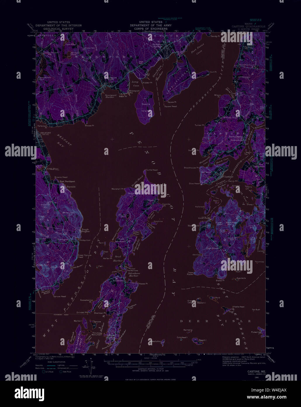 Maine USGS Historical Map Castine 306515 1941 62500 Inversion ...