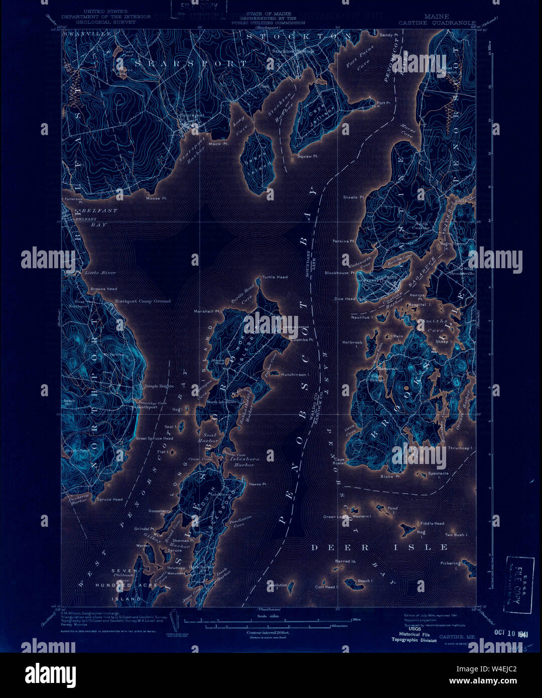 Maine USGS Historical Map Castine 460295 1904 62500 Inversion ...