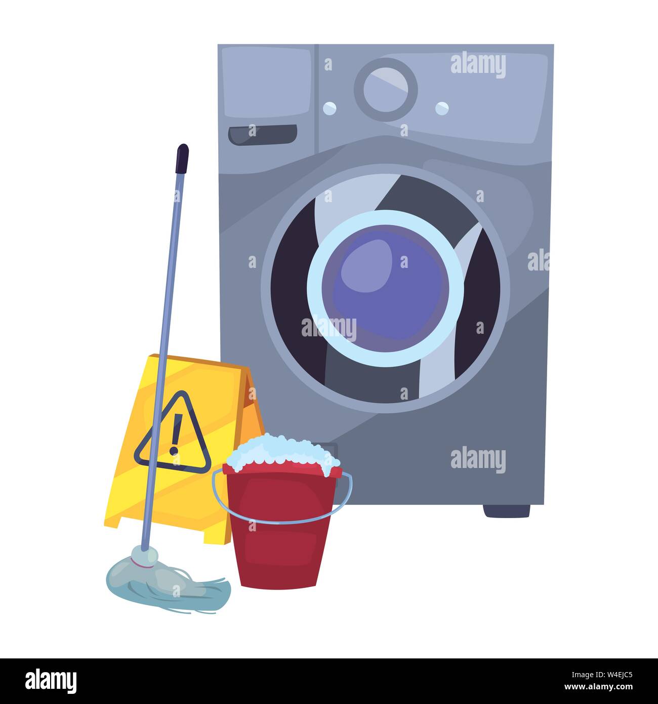 washing machine laundry bucket mop warning sign cleaning products ...