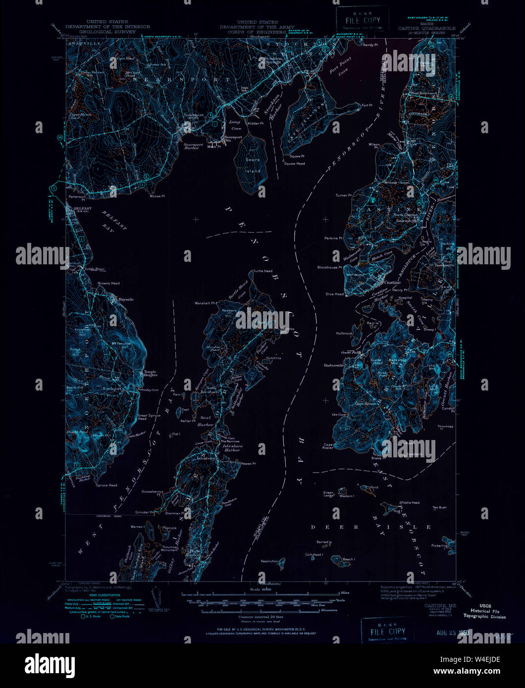 Maine USGS Historical Map Castine 460298 1943 62500 Inversion ...