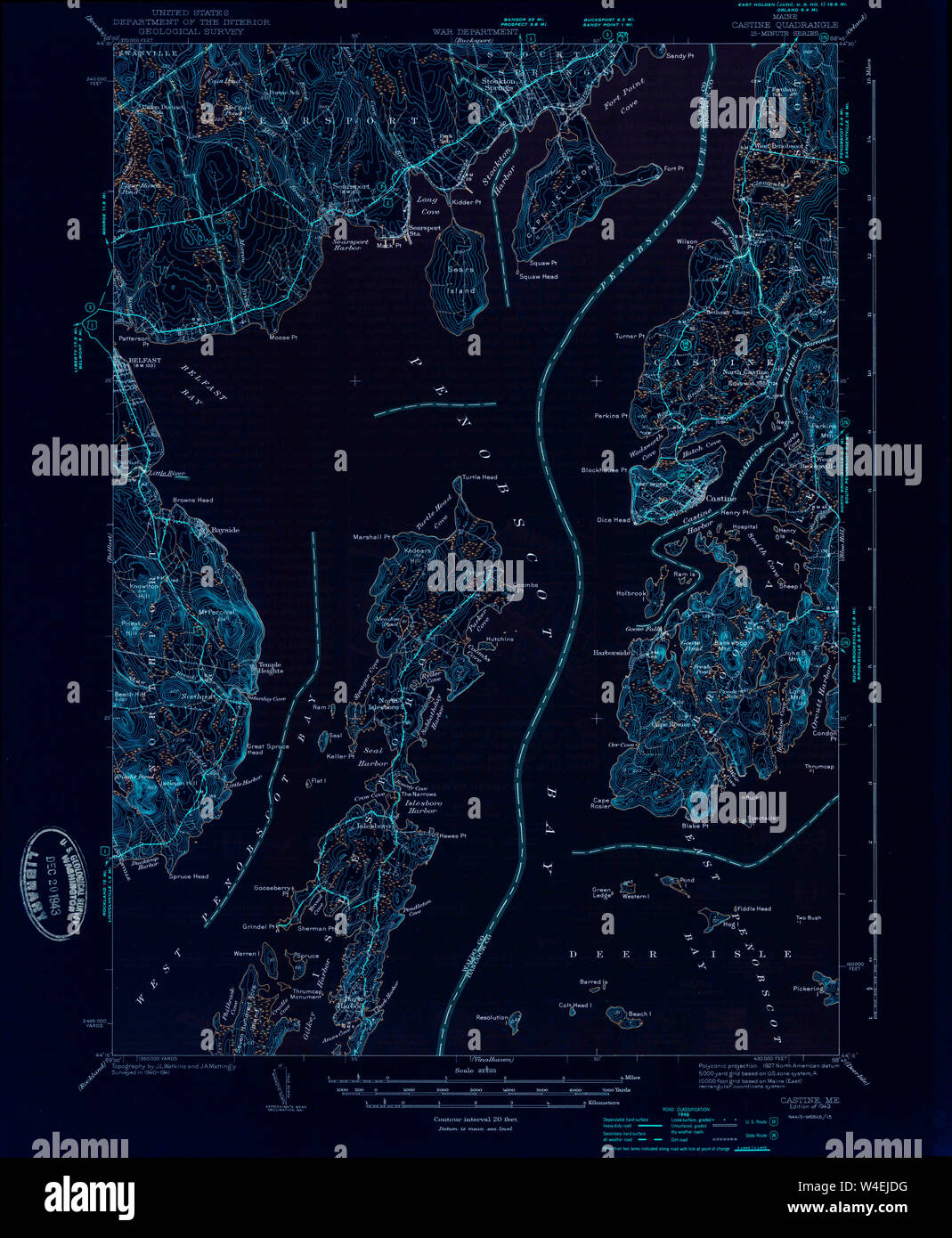 Maine USGS Historical Map Castine 460297 1943 62500 Inversion ...