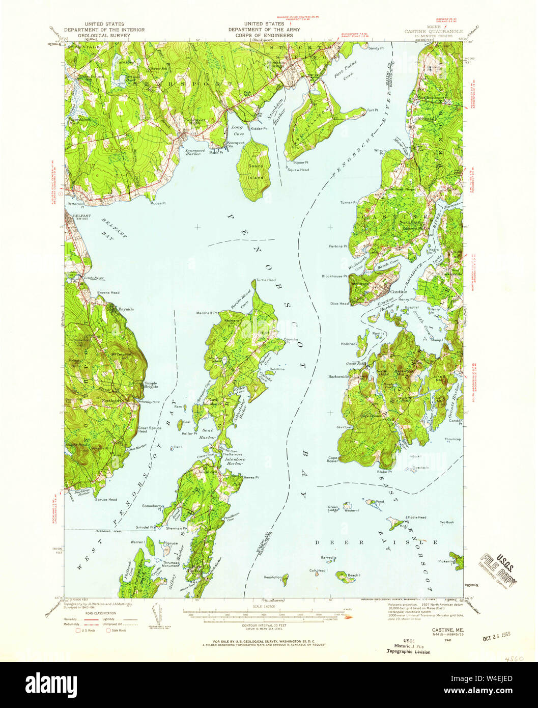 Maine USGS Historical Map Castine 460299 1941 62500 Restoration Stock ...