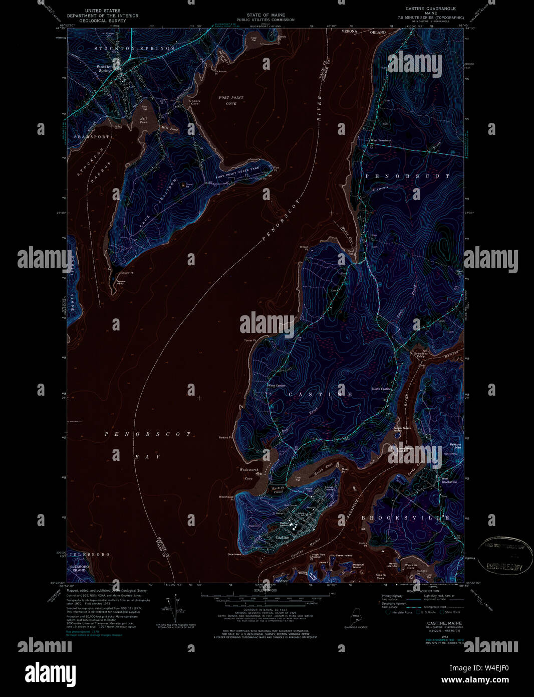 Maine USGS Historical Map Castine 460301 1973 24000 Inversion ...