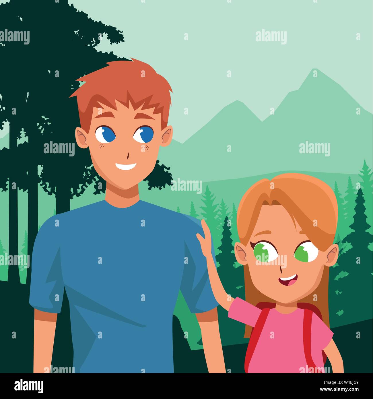 Family single parent with children cartoon Stock Vector Image & Art - Alamy