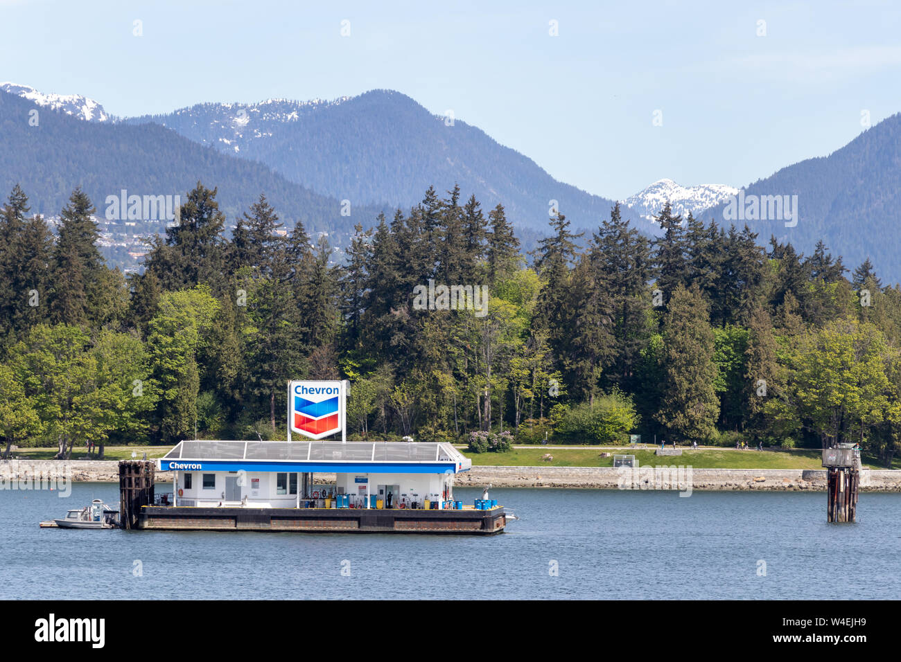 Chevron Gas Station in-front of Stanley Park in Vancouver, BC harbour ...