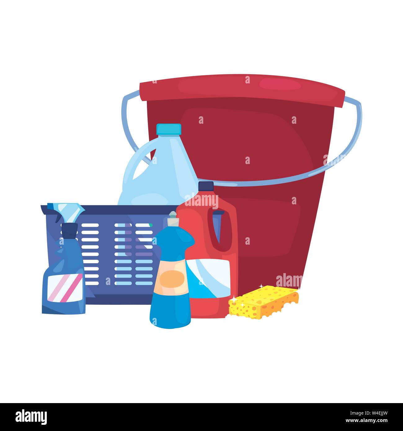 bucket detergent spray bleach cleaning products and supplies vector ...