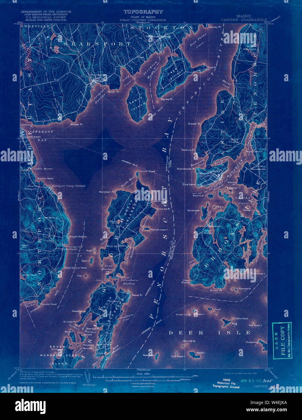 Maine USGS Historical Map Castine 807444 1904 62500 Inversion ...