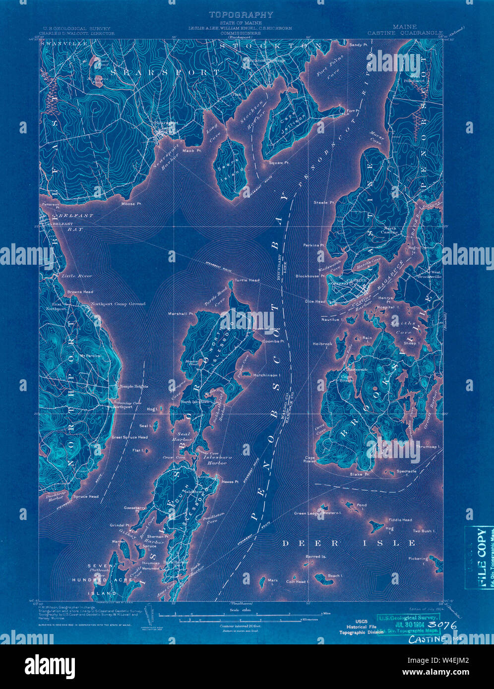 Maine USGS Historical Map Castine 807446 1904 62500 Inversion ...