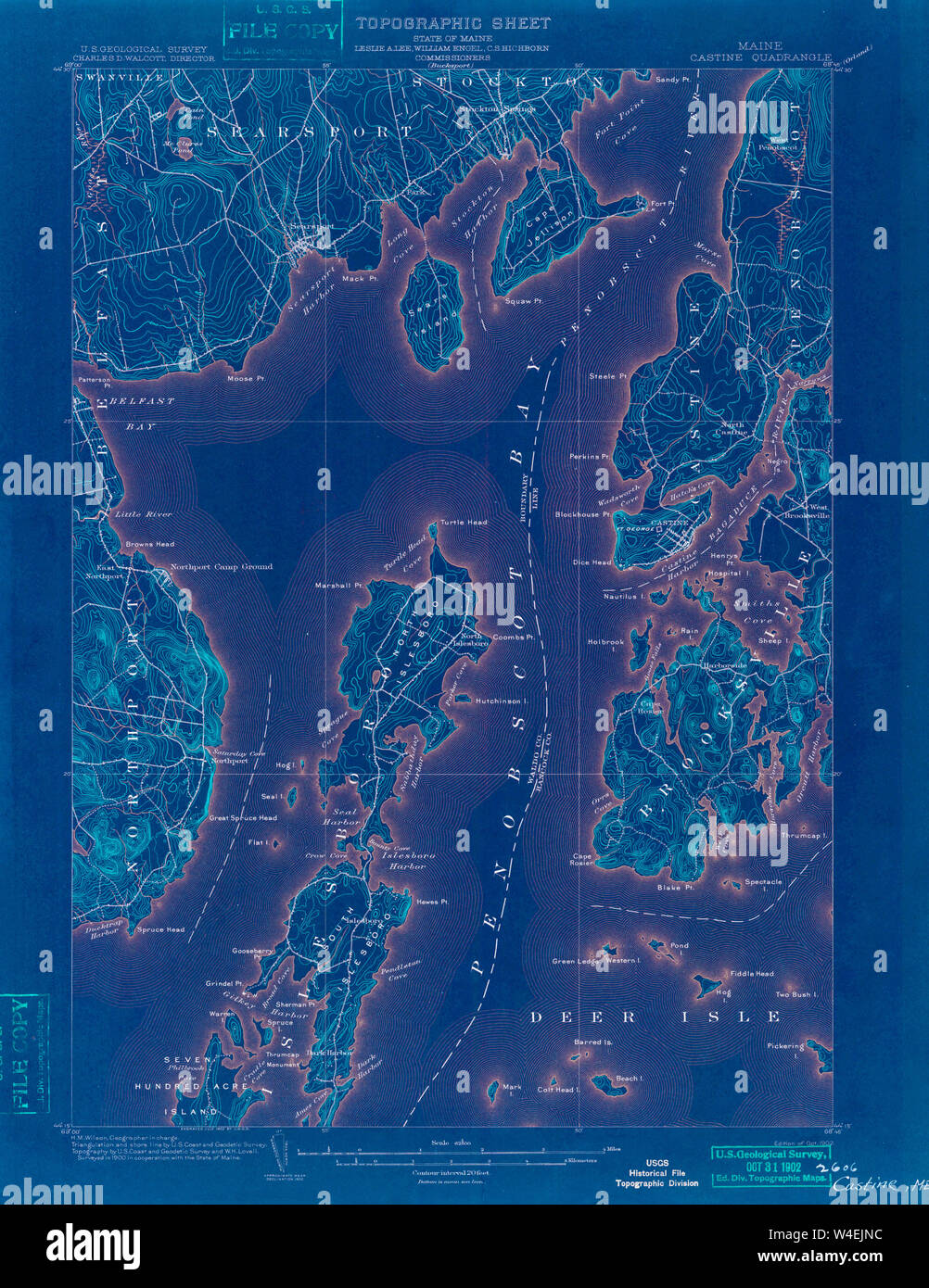 Maine USGS Historical Map Castine 807447 1902 62500 Inversion ...