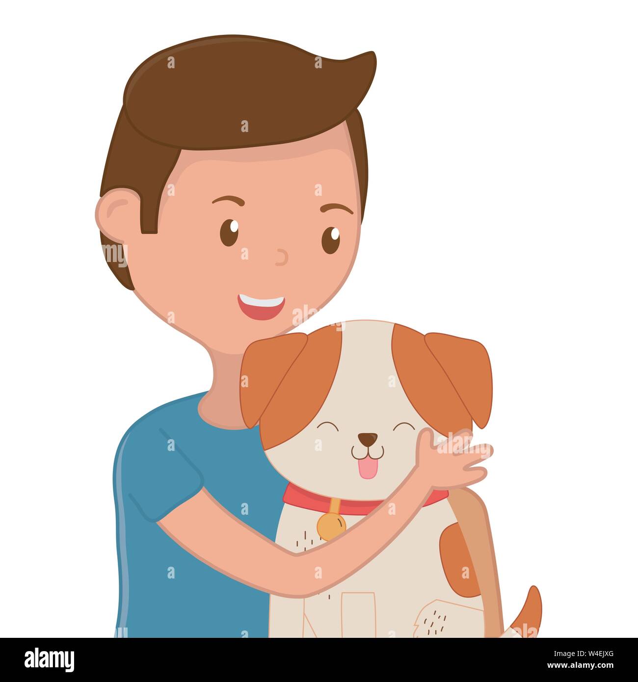 Boy with dog cartoon design, Mascot pet animal nature cute and puppy ...
